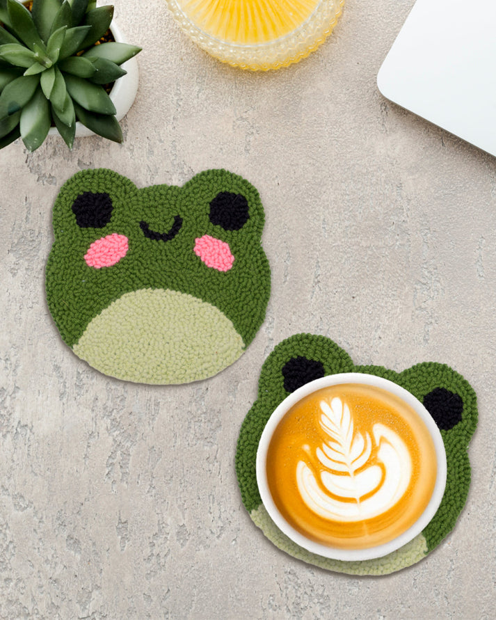 Frog Punch Needle Coaster | Kozi Crafts – kozicrafts